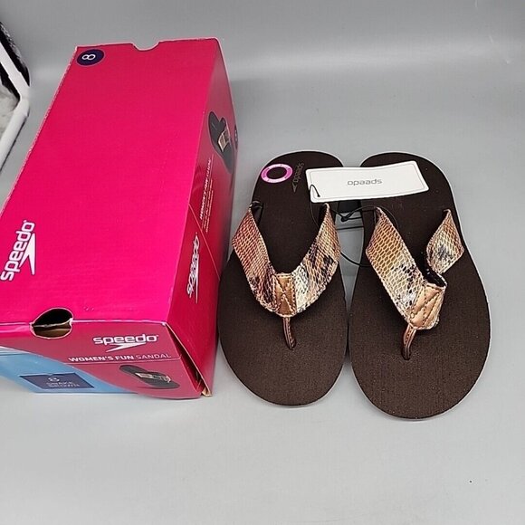Speedo | Shoes | Nib Womens Speedo Fun Sandal Size 8 Brown Snake Flip ...